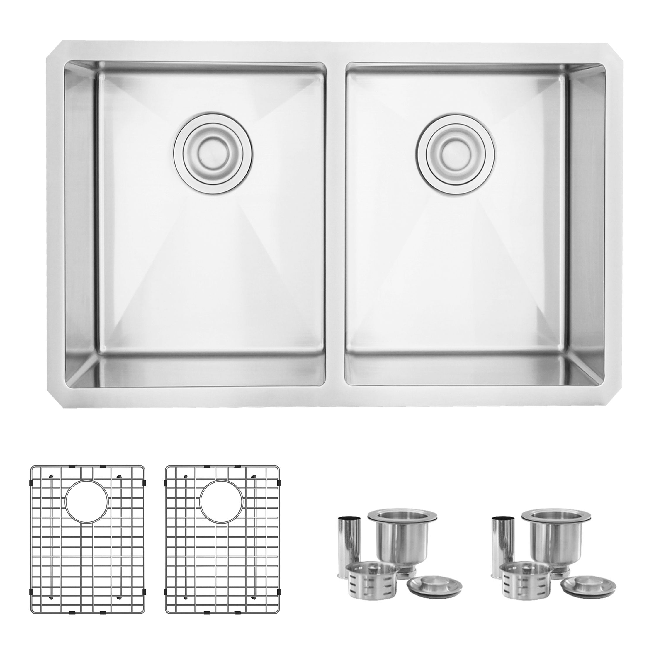 28 L x 18 W-inches Undermount Double Bowl 18 Gauge Stainless Steel Kit
