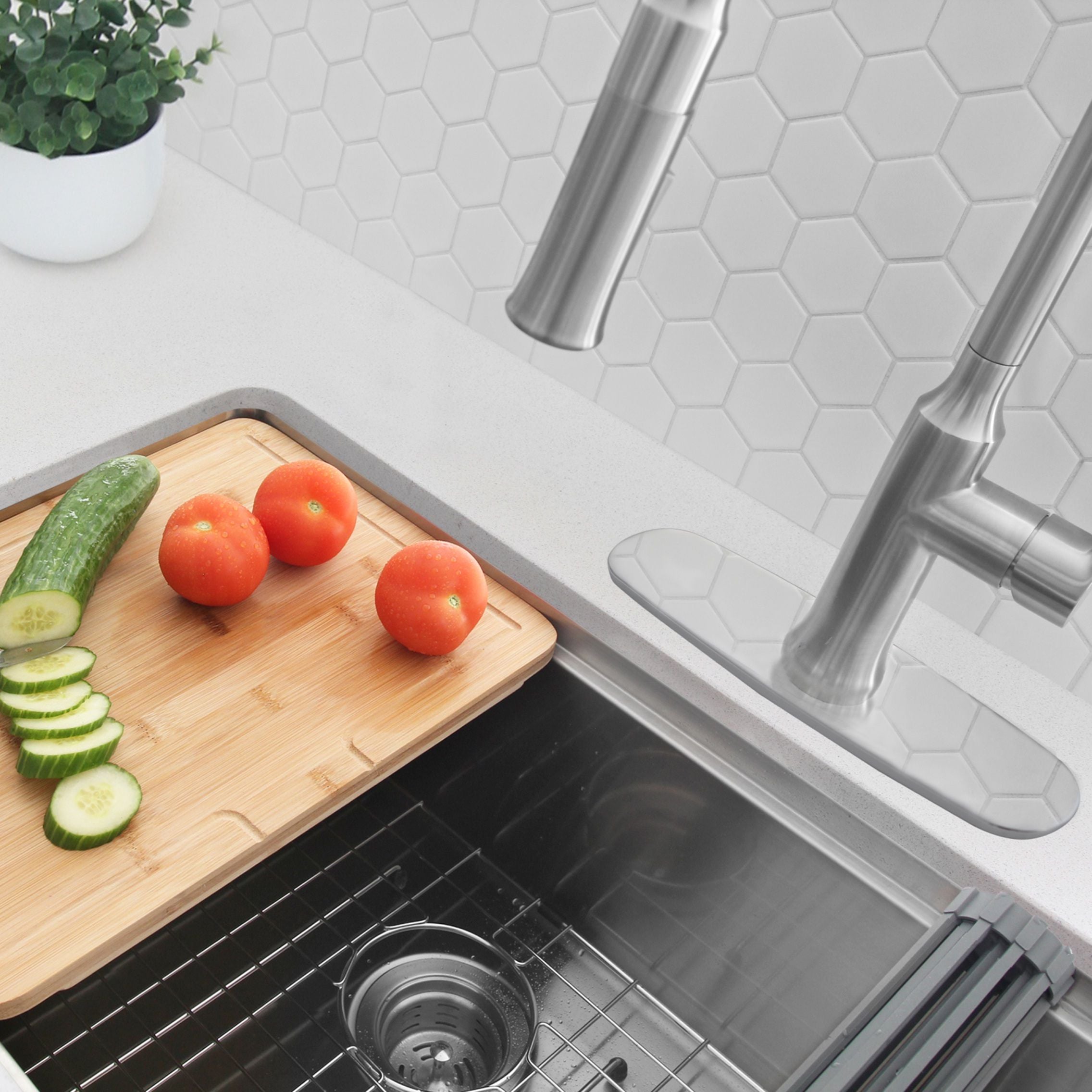 Stylish - Single Hole 9.75-inch Kitchen Faucet Plate in Polished Chrom