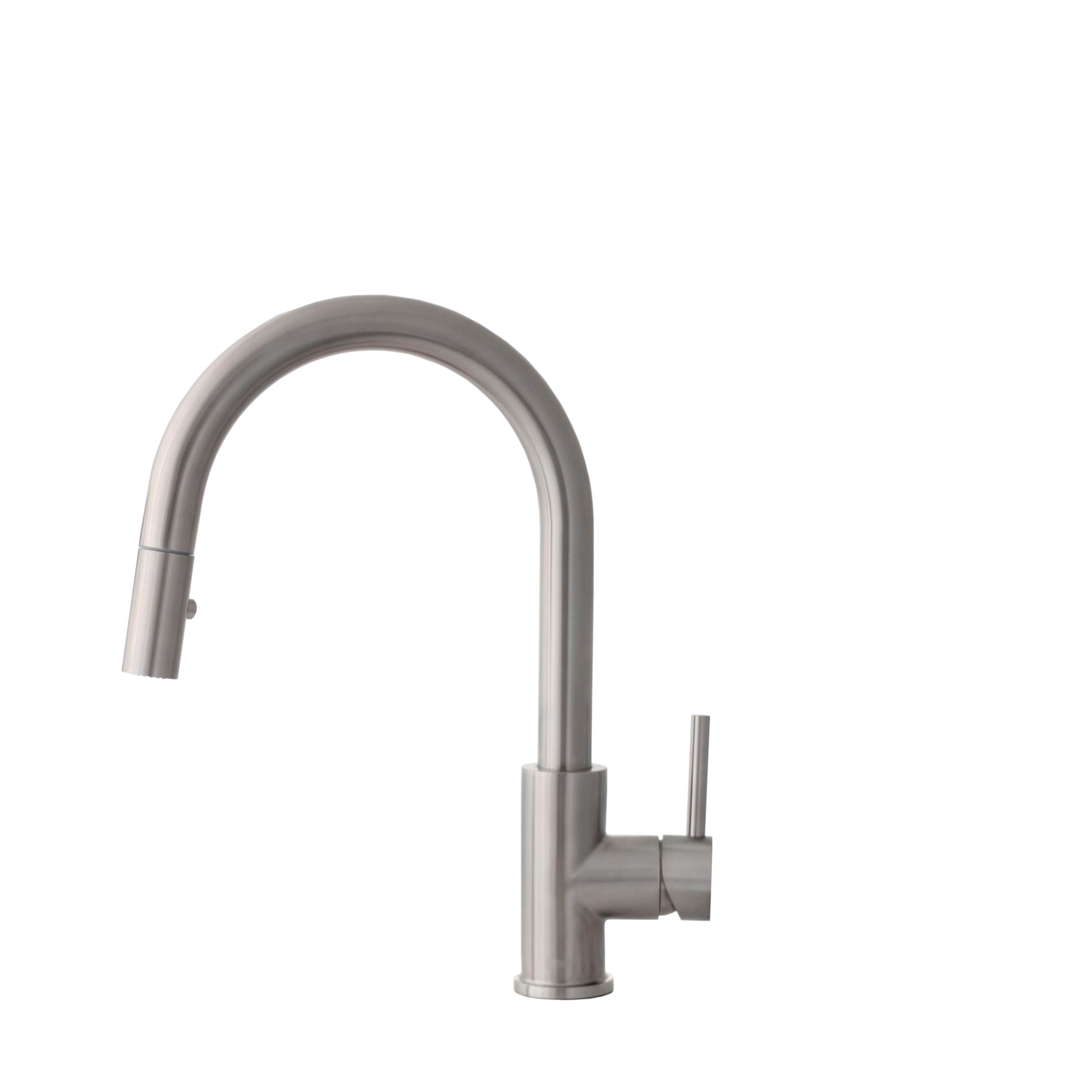 Stylish - Modern Single Handle Pull down Sprayer Kitchen Faucet in Sta